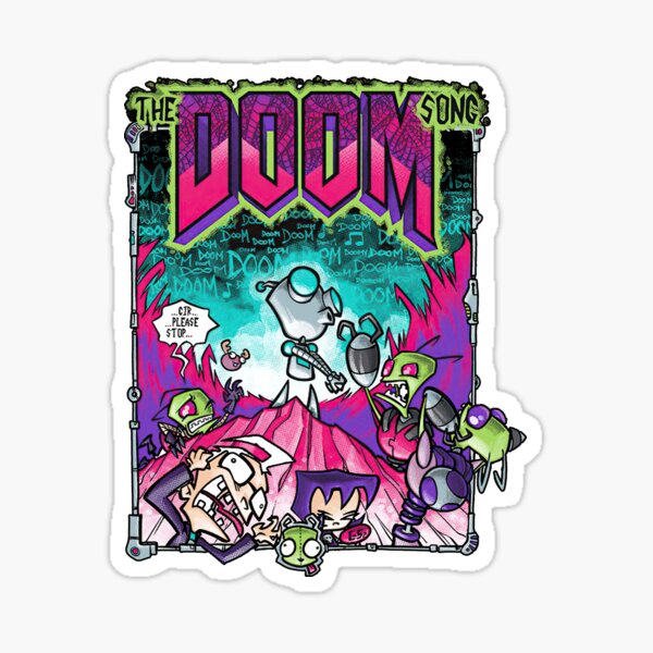 Pegatina «Gir The Doom Song Invader Zim Mashup de dibujos animados» de ...