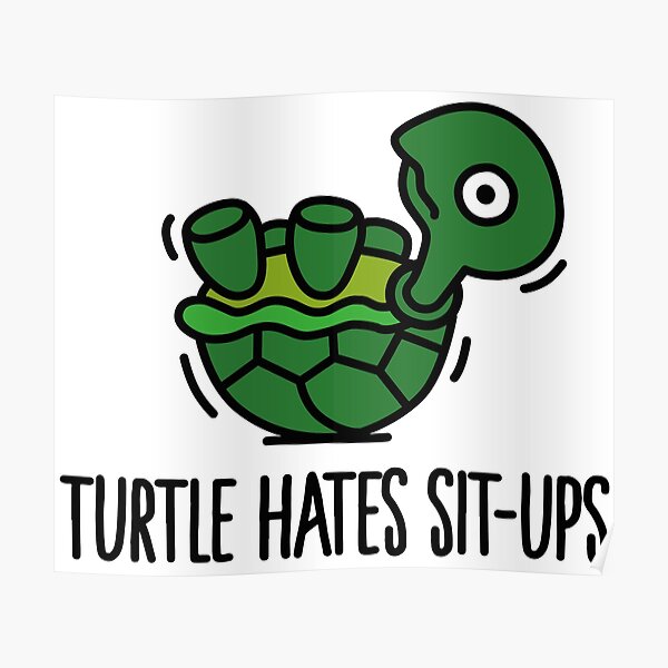 "Turtle hates sit-ups" Poster by LaundryFactory | Redbubble