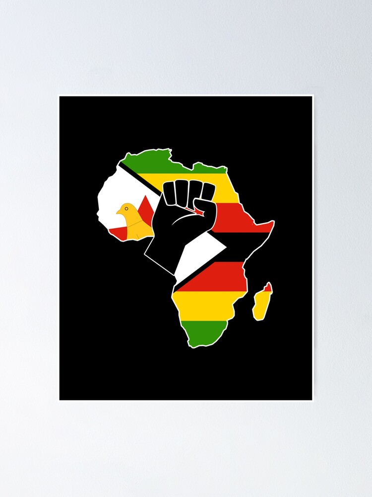 "Zimbabwean pride Zimbabwe flag Africa map raised fist" Poster for Sale ...