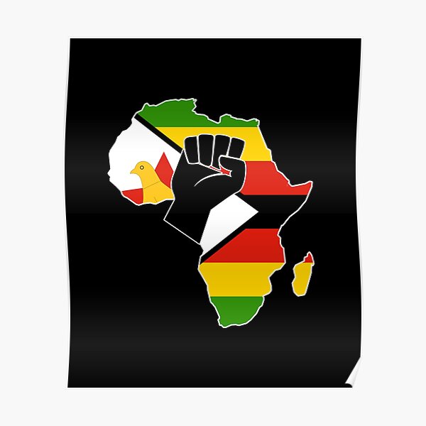 "Zimbabwean pride Zimbabwe flag Africa map raised fist" Poster for Sale ...