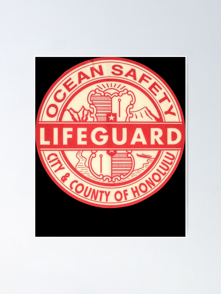 "Hawaii Lifeguard Logo red ocean safety" Poster for Sale by ...