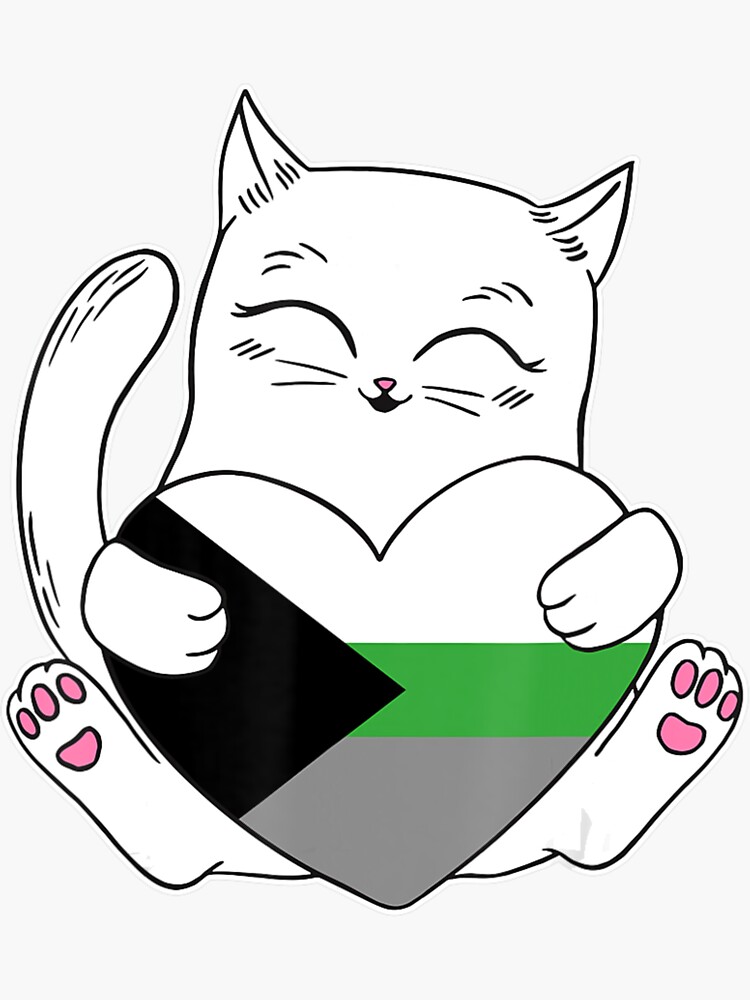 "Demiromantic Heart Cat Nonbinary Love" Sticker for Sale by DuyRammm ...