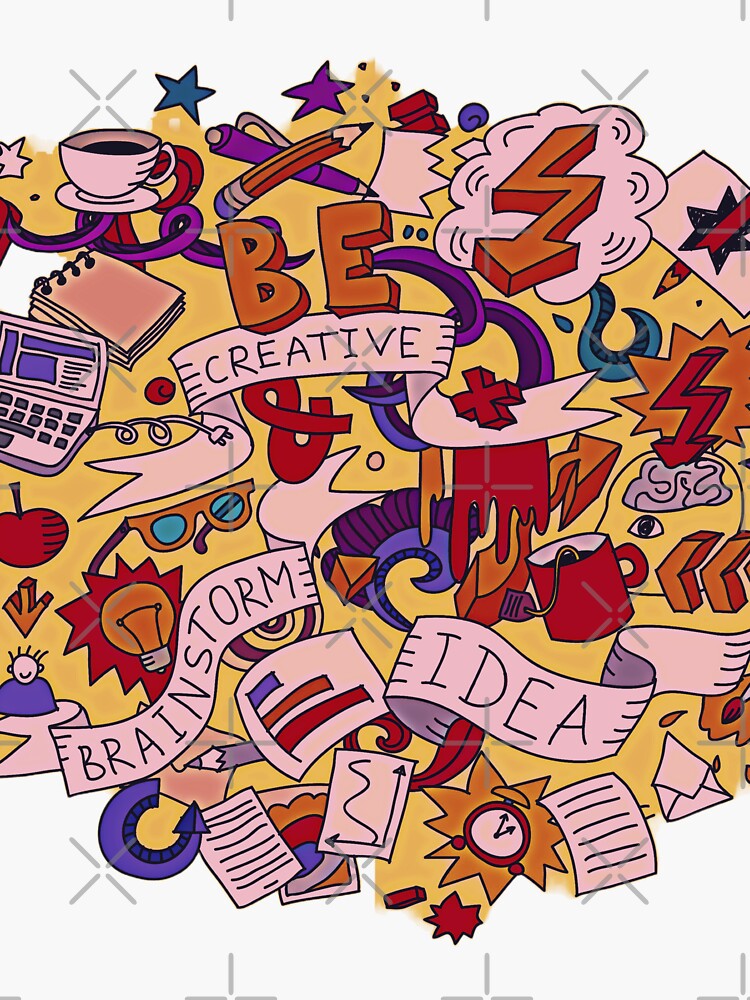 "Be creative colorful clipart" Sticker for Sale by Clownery-HS | Redbubble