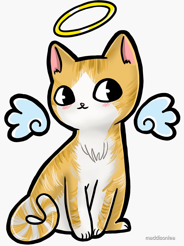 "Kawaii Angel Cat" Sticker for Sale by maddisonlea | Redbubble