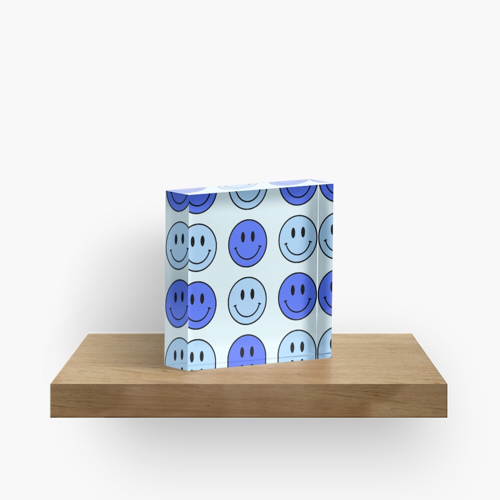 "Blue Smiley Face Pattern" Art Print for Sale by q-carroll | Redbubble