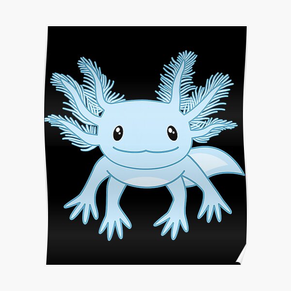 "Blue Kawaii Axolotl Cute" Poster for Sale by xmjajd | Redbubble