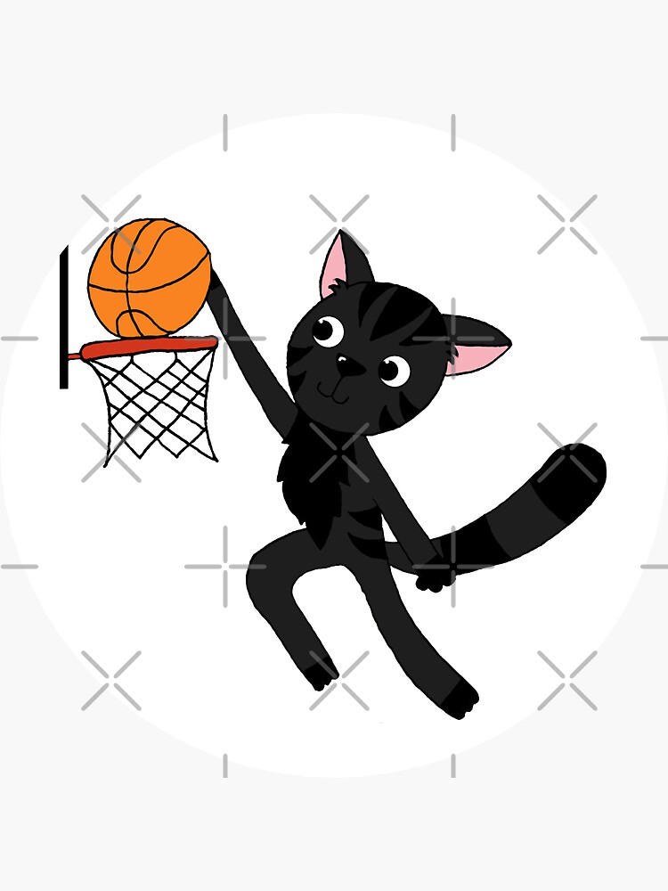 "Black cat dunking" Sticker by PosiDesigns | Redbubble