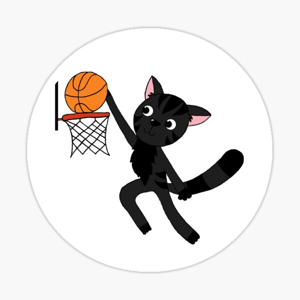 "Black cat dunking" Sticker by PosiDesigns | Redbubble