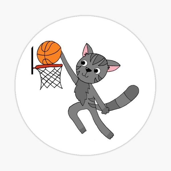 "Gray cat dunking" Sticker for Sale by PosiDesigns | Redbubble