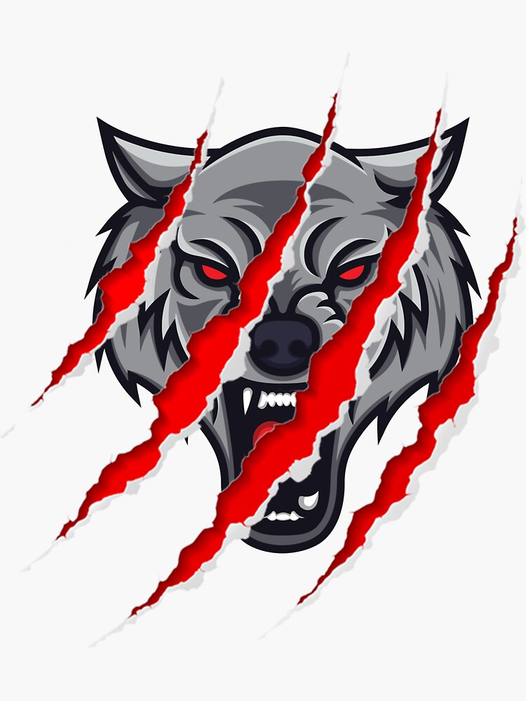 "angry wolf claws. red wolf claws. werewolf shirt and sticker" Sticker ...