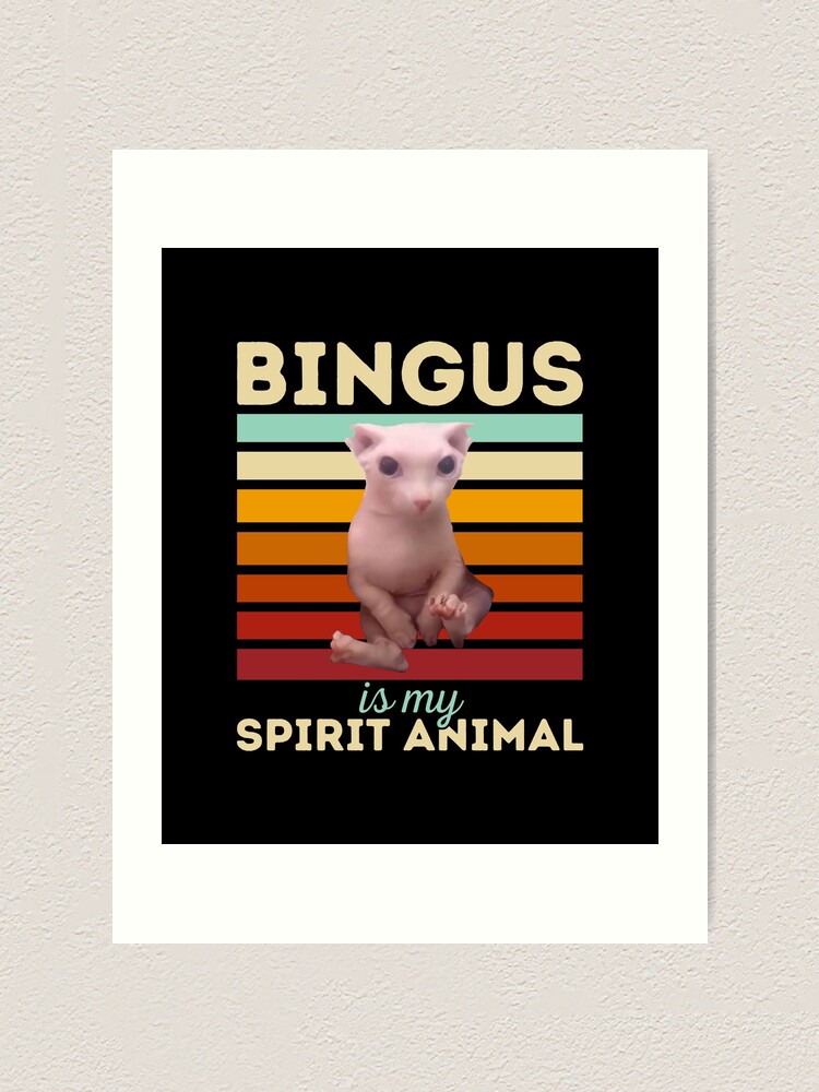 "Bingus Is My Spirit Animal, Hairless Sphynx Cat Meme" Art Print for ...