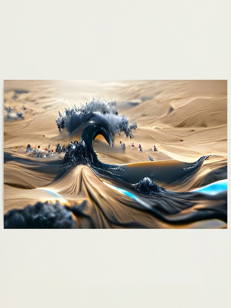 "AI Generated Art, Tidal Wave in Black Sand Desert" Photographic Print ...