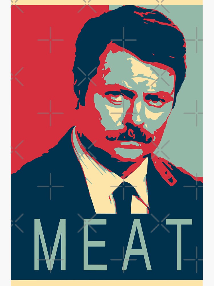 "Beautiful Model Ron Swanson Meat Music Vintage Retro" Sticker for Sale ...