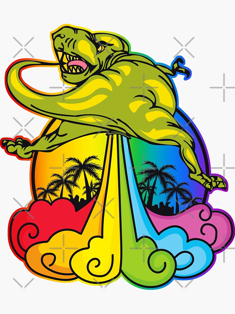 "Gay Pride LGBTQ Farting Dinosaur" Sticker by TheDinoIsland | Redbubble
