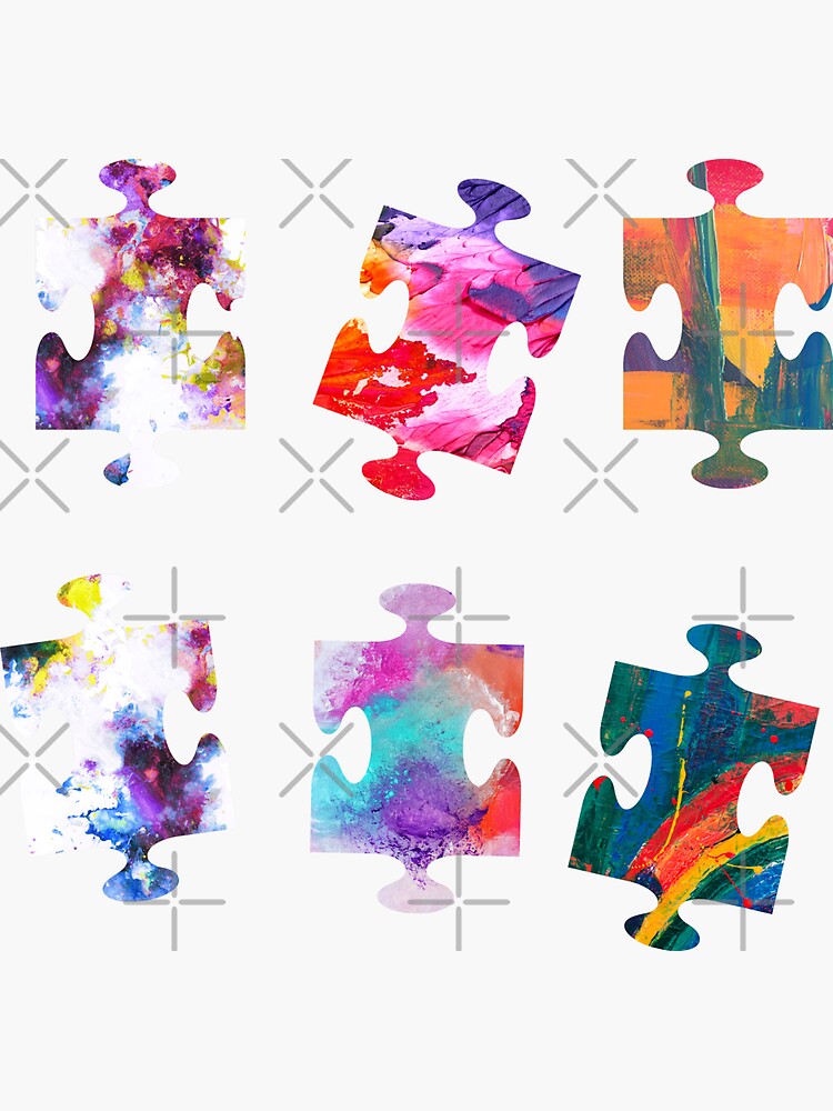 "Paint in puzzle pieces, sticker pack" Sticker for Sale by beskrajem ...