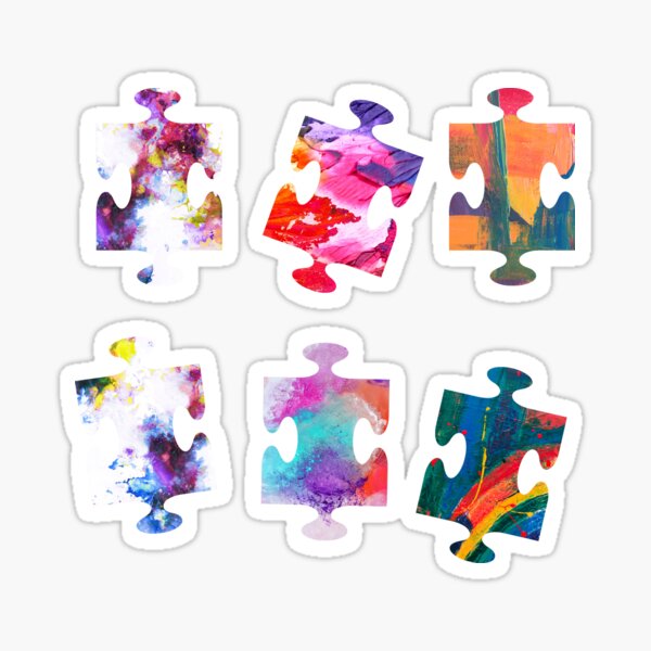 "Paint in puzzle pieces, sticker pack" Sticker for Sale by beskrajem ...