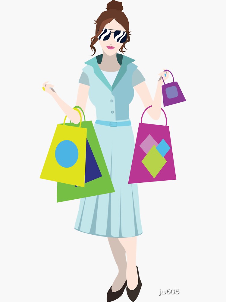 "Woman Shopping" Sticker for Sale by jw608 | Redbubble