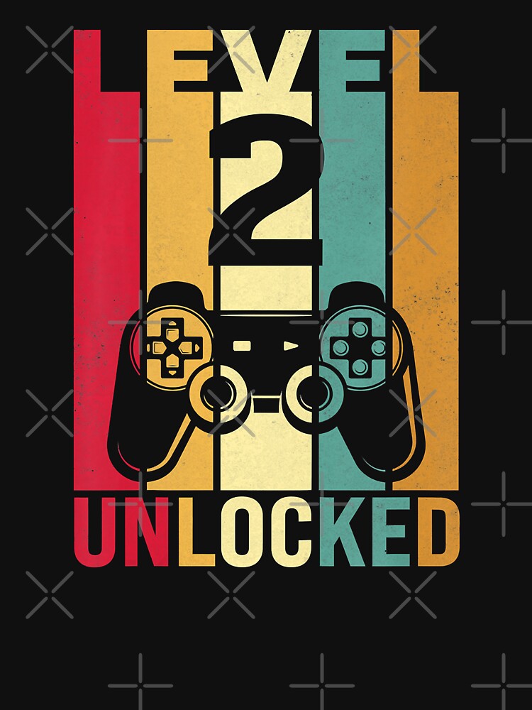 "Level 2 Unlocked Two 2yr 2 Birthday Boy Son Funny Gamer 2nd Years Old ...