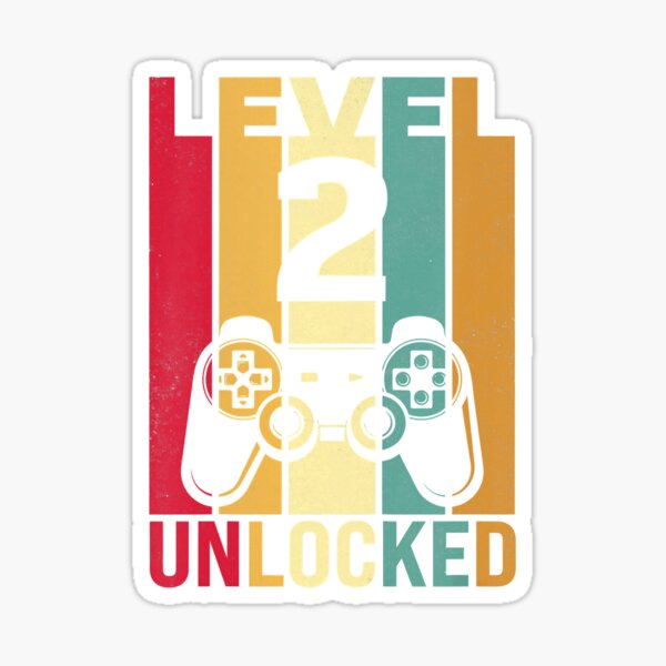 "Level 2 Unlocked Two 2yr 2 Birthday Boy Son Funny Gamer 2nd Years Old ...