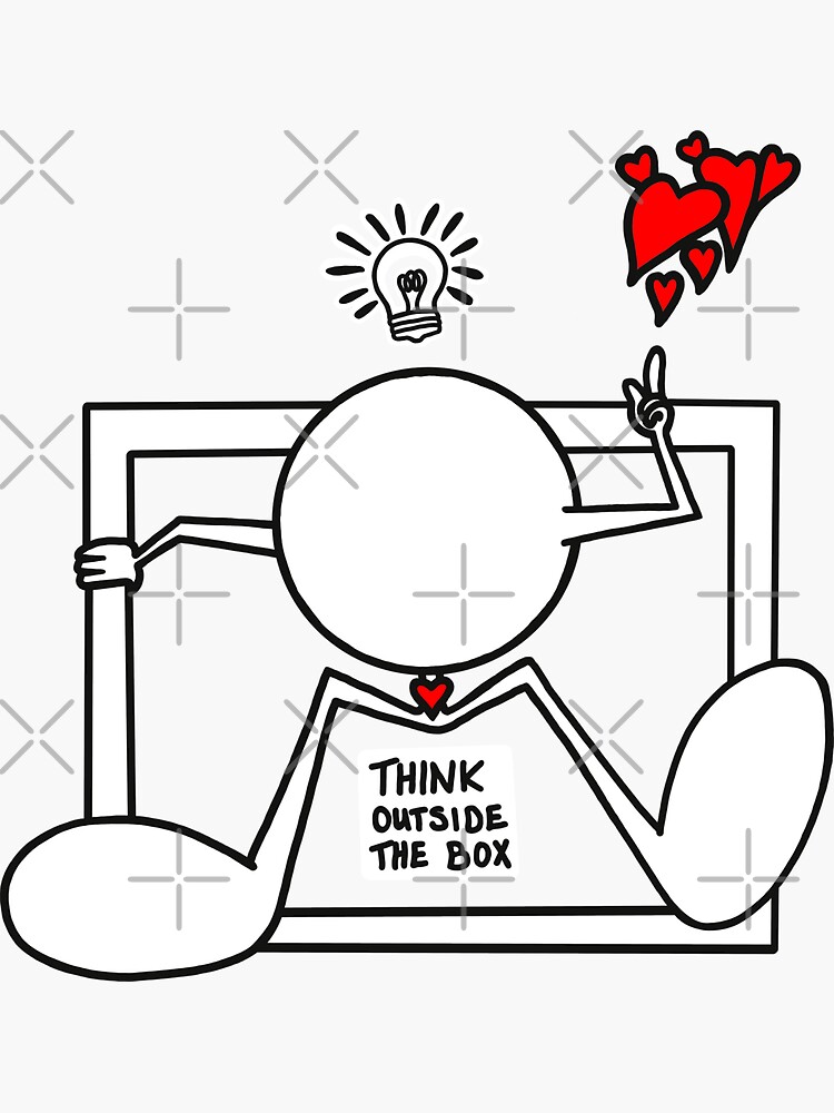 "Think Outside The Box Plain Doodle" Sticker for Sale by ServeGoodVibes ...