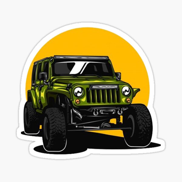 "Green Off-road Jeep 4x4" Sticker for Sale by DarkRiders | Redbubble