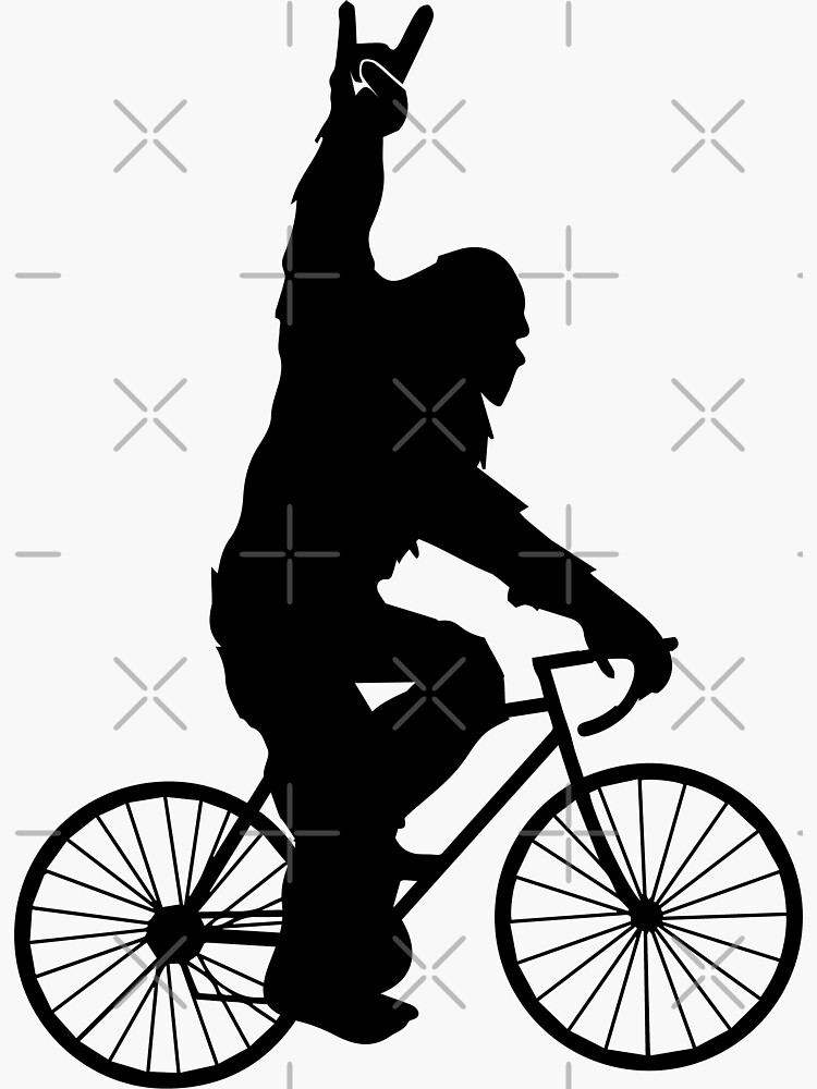 "Bigfoot Sasquatch Riding Bicycle " Sticker for Sale by pnatasakol ...