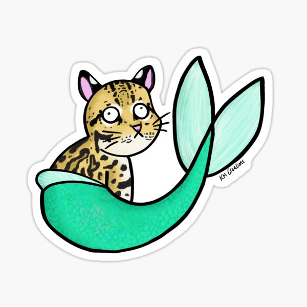 "Ocelot Mermaid " Sticker for Sale by KMCreations239 | Redbubble