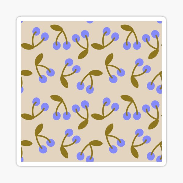"Blue Cherries beige background seamless pattern " Sticker for Sale by ...