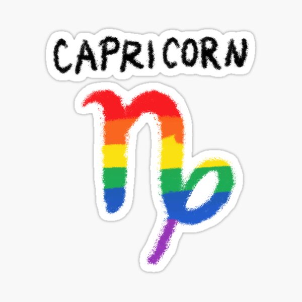 "Capricorn Zodiac Sign Gay Lesbian LGBT Pride Rainbow Flag" Sticker for ...