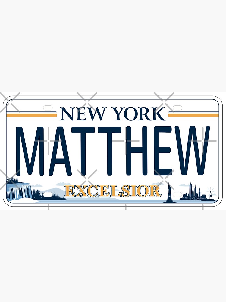"Matthew Name Personalized New York Car License Plate" Sticker for Sale ...