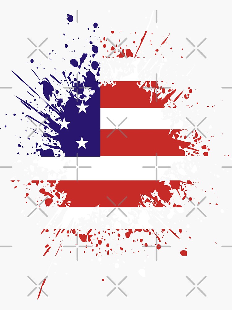 "United States Flag Splash, round" Sticker for Sale by AlfabetDesign ...