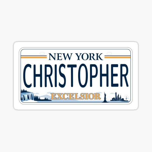 "Christopher Name Personalized New York Car License Plate" Sticker for ...