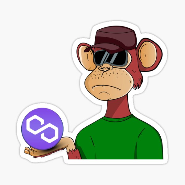 "Dawn Ape Polygon MATIC Sad NFT" Sticker for Sale by codezela-nft ...