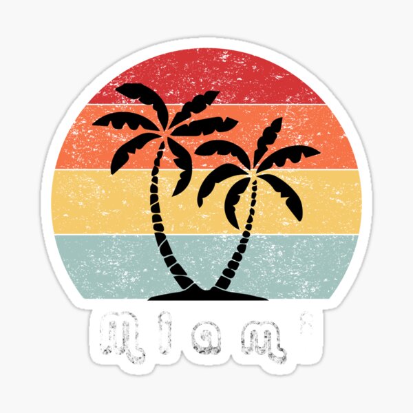 "Miami FL Vintage 70s Retro BeachThrowback Design" Sticker for Sale by ...
