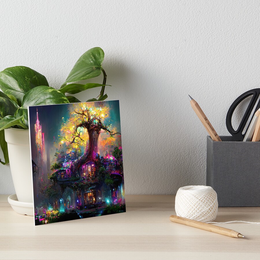 "Fae Realm Tree City" Art Board Print for Sale by electricxbunny ...