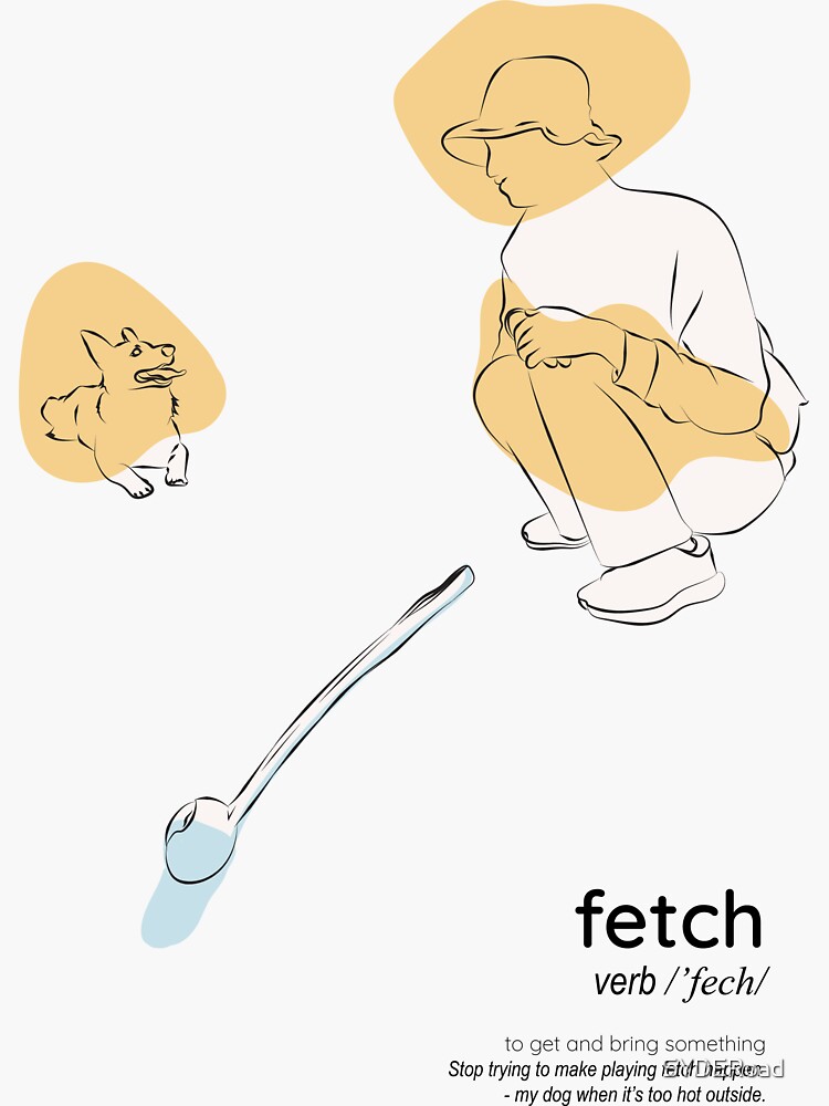 "Done Playing Fetch - Too Hot to Play - Corgi Line Art" Sticker for ...