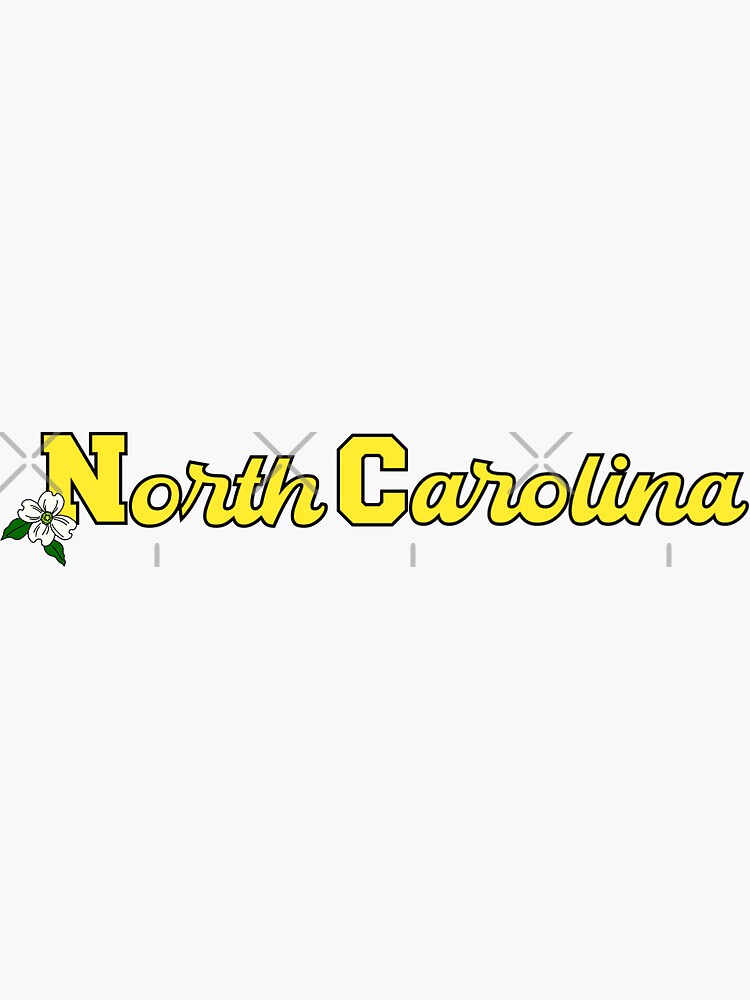 "Yellow North Carolina Lettering" Sticker for Sale by ecoastapparel ...