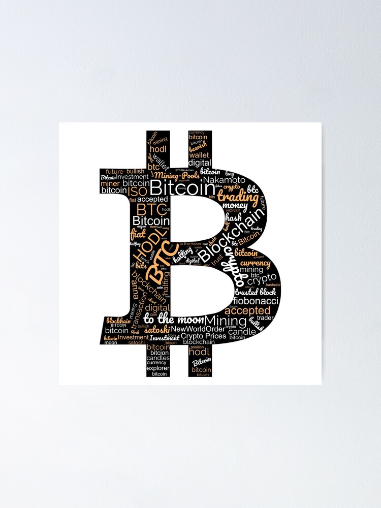 "Bitcoin BTC Crypto Word Cloud Art" Poster for Sale by nueschka | Redbubble