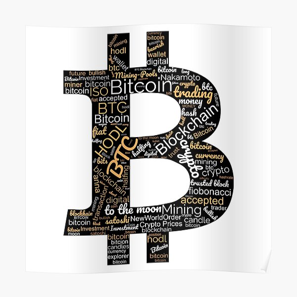 "Bitcoin BTC Crypto Word Cloud Art" Poster for Sale by nueschka | Redbubble