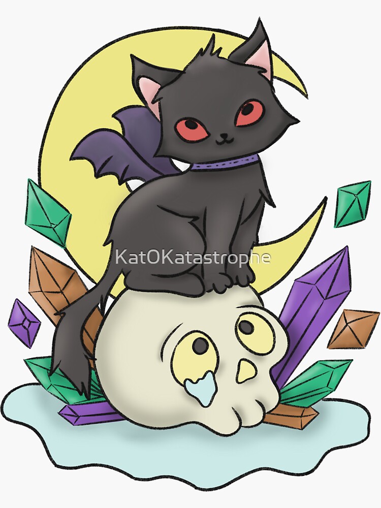 "Kawaii Skull Kitty" Sticker for Sale by Kat0Katastrophe | Redbubble
