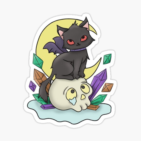 "Kawaii Skull Kitty" Sticker for Sale by Kat0Katastrophe | Redbubble