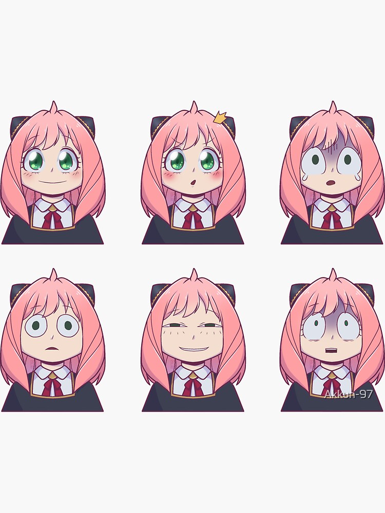 "Anya faces - sticker pack" Sticker for Sale by Akkun-97 | Redbubble