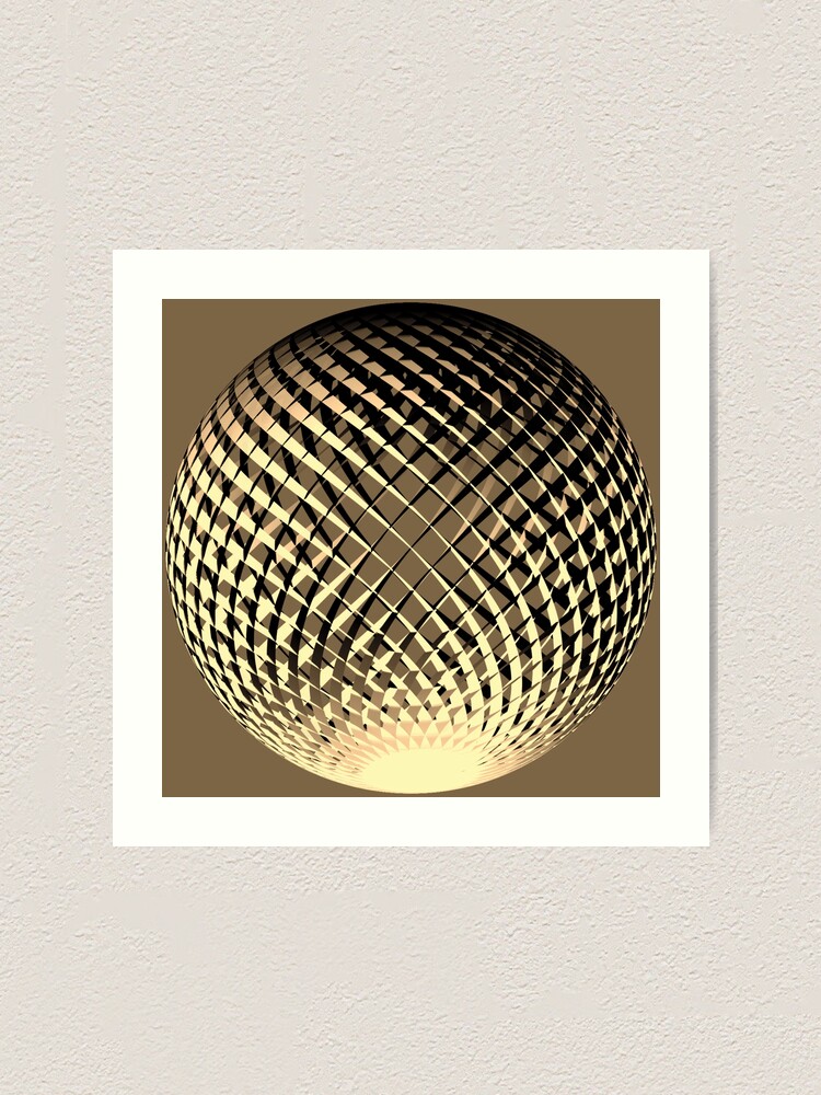 "Spherical polar graphic, golden Euclidean sphere in 3D look" Art Print ...