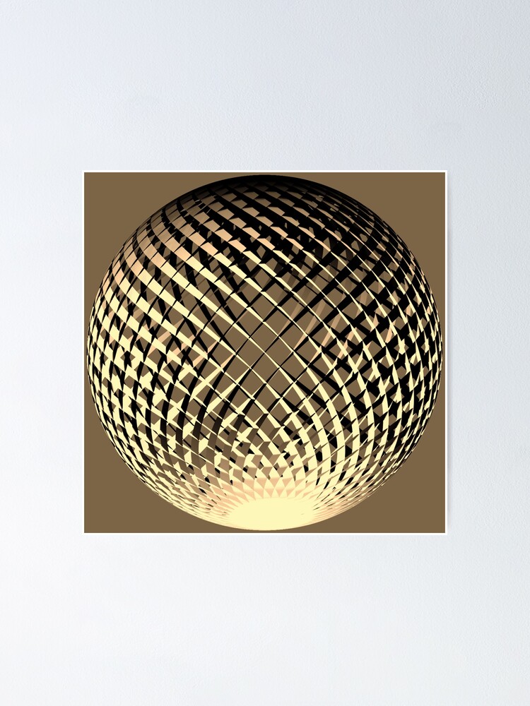 "Spherical polar graphic, golden Euclidean sphere in 3D look" Poster ...
