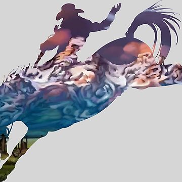 "Bronco Rider 1: Mountain Ranch at Sunset" Sticker for Sale by Zia ...