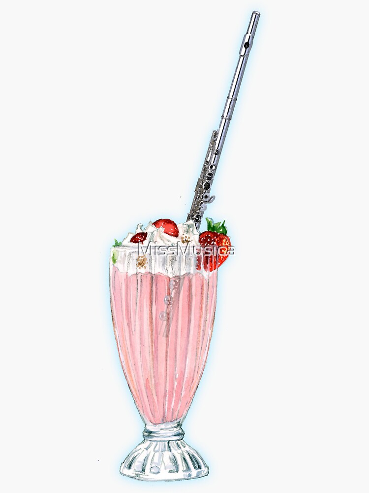 "Flute Strawberry Musical Milkshake" Sticker for Sale by MissMusica ...