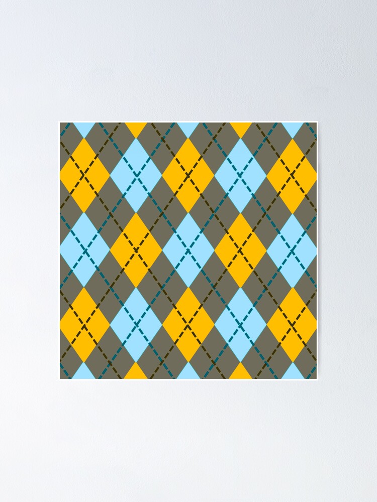 "Argyle Pattern - Light Blue, Yellow and Gray" Poster for Sale by TotallyRetroArt | Redbubble