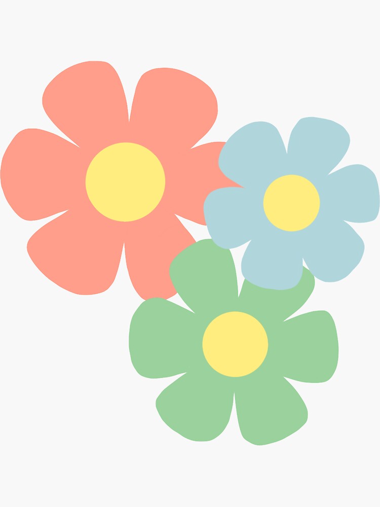 "Pastel Retro Flowers" Sticker for Sale by callistastuder | Redbubble