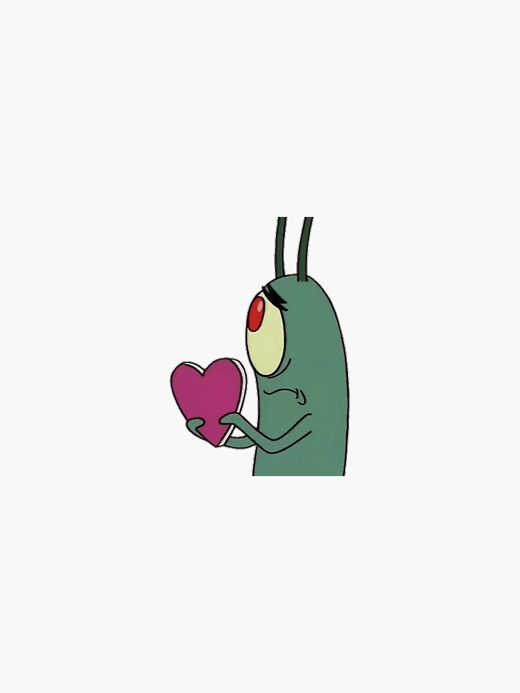 "Plankton Meme Funny Holding Heart Valentine " Sticker for Sale by ...