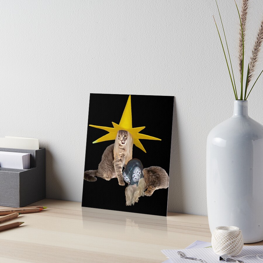 "Gec Hyperpop Cats hand crushed by a mallet meme" Art Board Print for ...